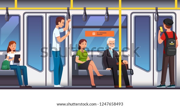 Inside City Underground Subway Transit Train Stock Vector (Royalty Free ...