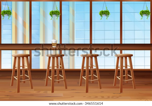 Inside Coffee Shop Glass Window Illustration Stock Vector (Royalty Free ...