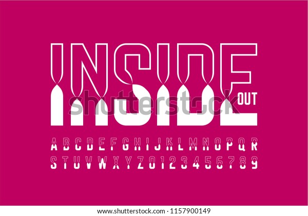 Inside Out Font Alphabet Letters Numbers Stock Vector (Royalty Free ...