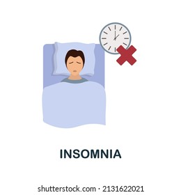 Insomnia Flat Icon Colored Element Sign Stock Vector (Royalty Free ...