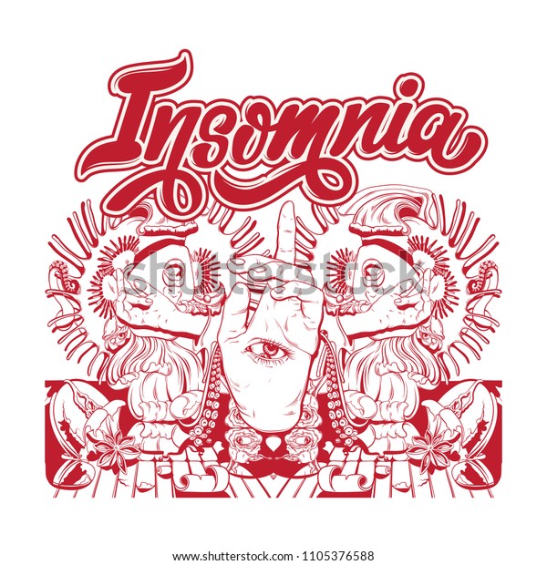 Insomnia Vector Hand Drawn Surreal Poster Stock Vector (Royalty Free ...