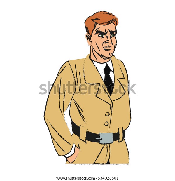 Inspector Man Cartoon Design Stock Vector (Royalty Free) 534028501 ...