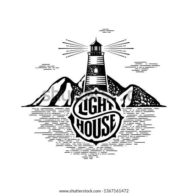 Inspirational Badge Lighthouse Handwritten Circular Calligraphy Stock ...