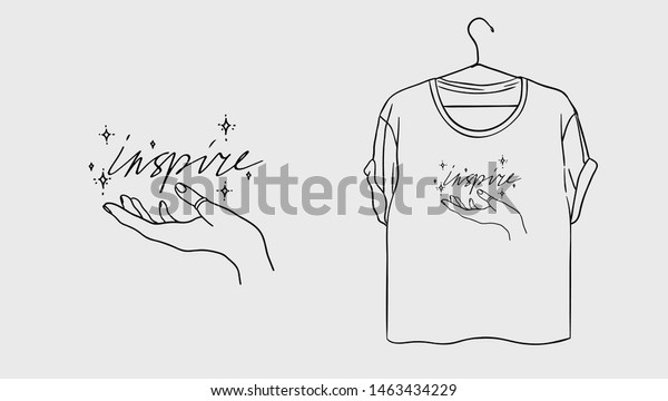 Inspire Slogan Hands Graphic Print Stock Vector (Royalty Free ...
