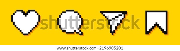 Instagram Pixel Icons Like Comment Share Stock Vector (Royalty Free ...