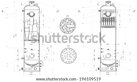 Installation Cyclone Filtration Engineering Drawing Vector Stock Vector ...