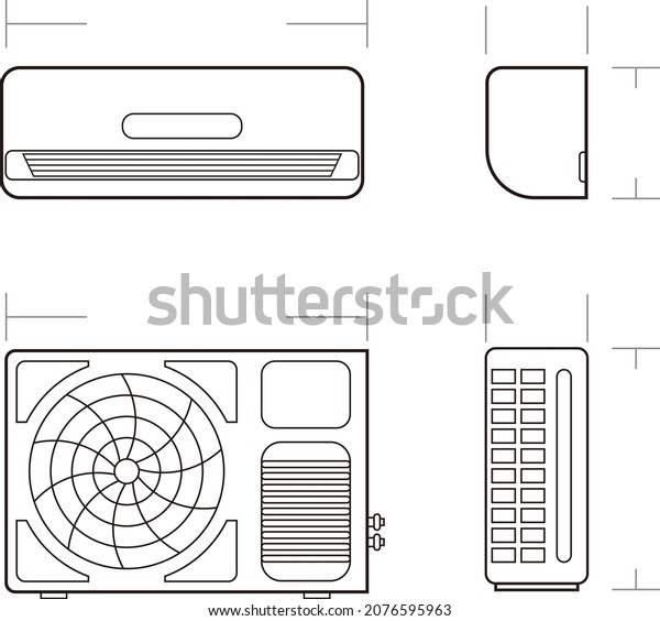Installation Dimension Drawing Air Conditioner Stock Vector (Royalty ...