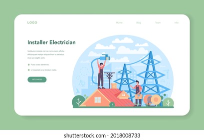 Installer Web Banner Landing Page Worker Stock Vector (Royalty Free ...