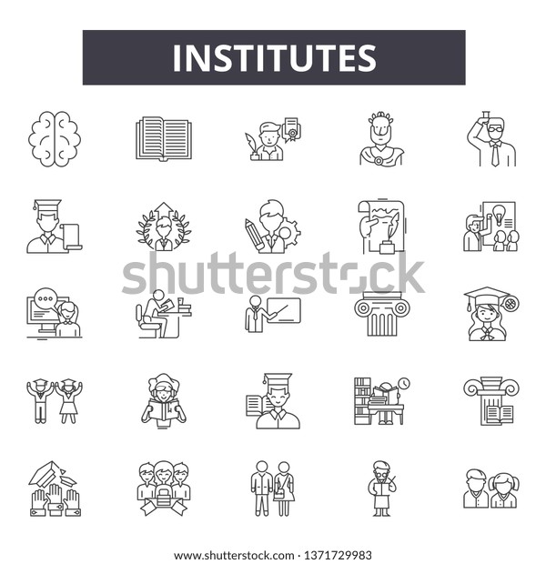 Institutes Line Icons Signs Set Vector: vetor stock (livre de direitos ...