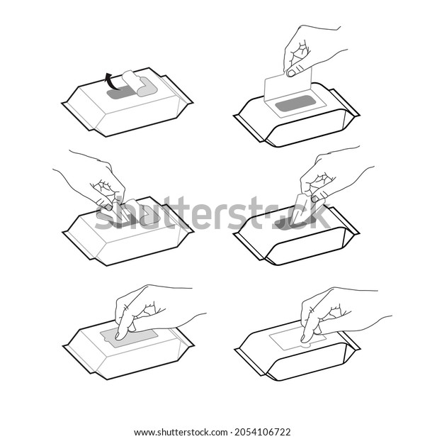 Instruction Open Wet Wipes Pack Vector Stock Vector (Royalty Free ...