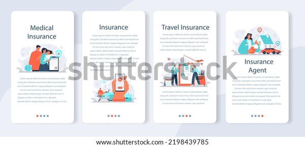 Insurance Agent Mobile Application Banner Set Stock Vector (Royalty ...