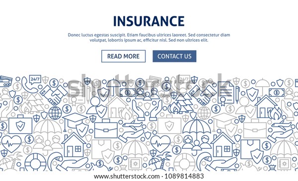 Insurance Banner Design Vector Illustration Line Stock Vector (Royalty ...