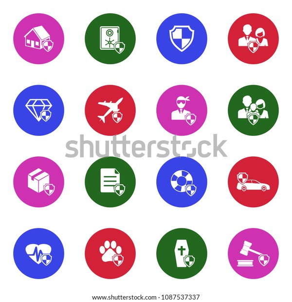 Insurance Icons White Flat Design Circle Stock Vector (Royalty Free ...