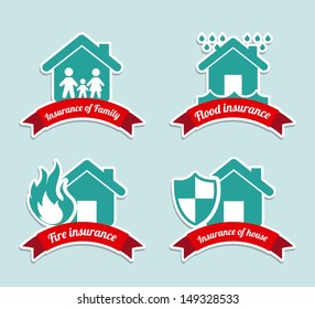 Insurance Labels Over Blue Background Vector Stock Vector (Royalty Free ...