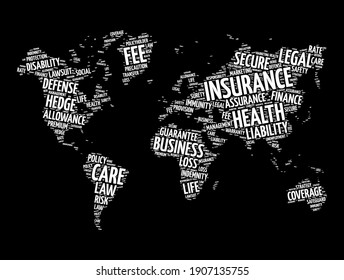 Insurance Word Cloud Shape World Map Stock Vector (Royalty Free ...