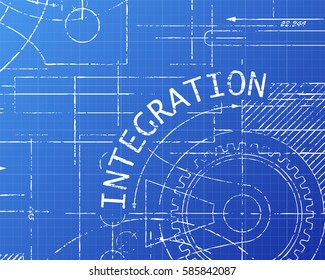 Integration Text Gear Wheels Hand Drawn Stock Vector (Royalty Free ...