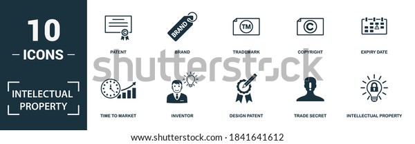 Intellectual Property Icon Set Collection Simple Stock Vector (Royalty ...