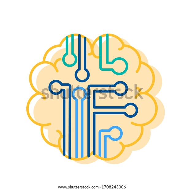 Intelligence Icon Curcuit Human Brain Sign Stock Vector (Royalty Free ...