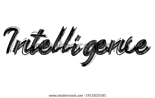 Intelligence Typography Black Text Hand Written Stock Vector (Royalty ...