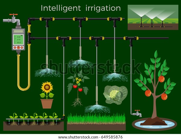 Intelligent Irrigation System Vector Illustration: vetor stock (livre ...