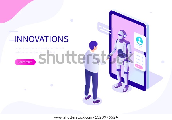 Interaction Between Human Robot Can Use Stock Vector (Royalty Free ...