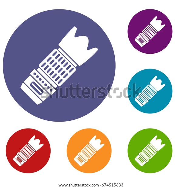 Interchangeable Lens Camera Icons Set Flat Stock Vector (Royalty Free ...