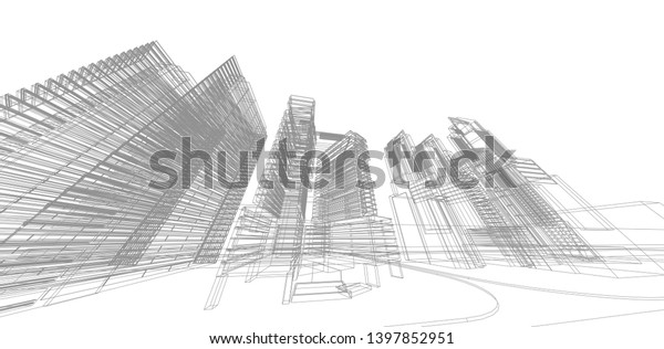 Interconnected Buildings Above Modern Urban 3d Stock Vector (Royalty ...