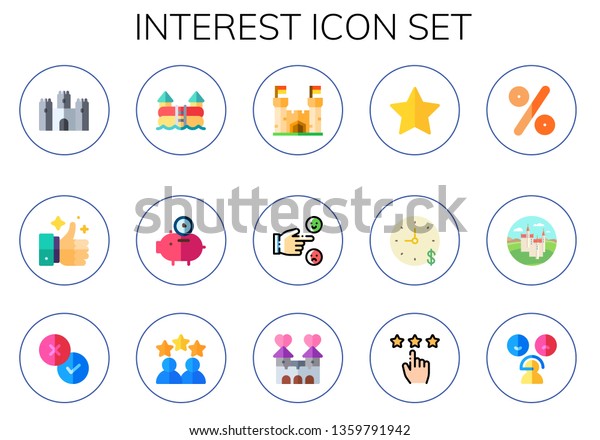 Interest Icon Set 15 Flat Interest Stock Vector (Royalty Free ...