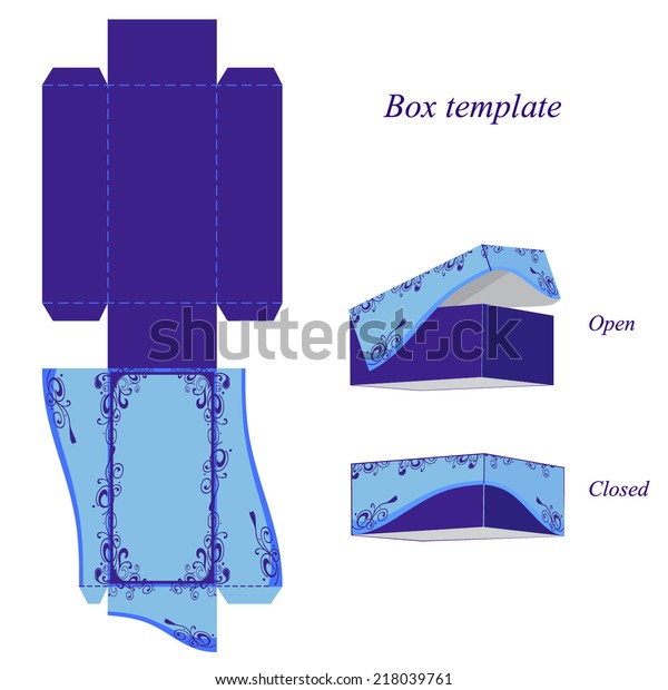 Interesting Blue Box Template Floral Elements Stock Vector (Royalty ...