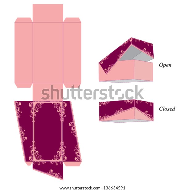 Interesting Box Template Lid Floral Elements Stock Vector (Royalty Free ...