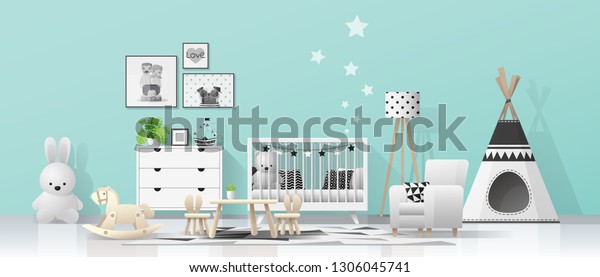 Interior Background Modern Baby Room Vector Stock Vector (Royalty Free ...