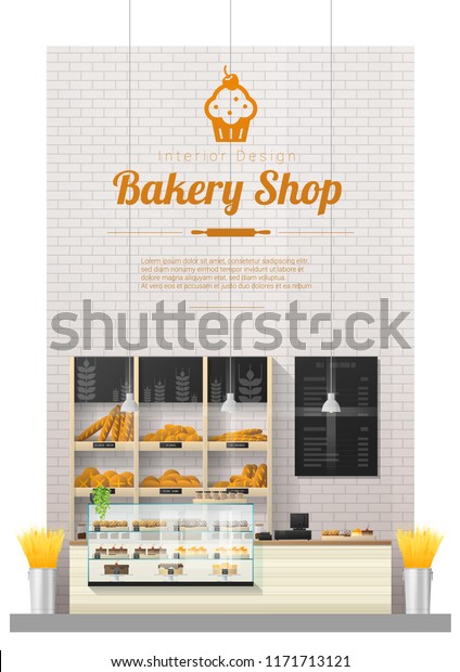 Interior Background Modern Bakery Shop Display Stock Vector (Royalty ...