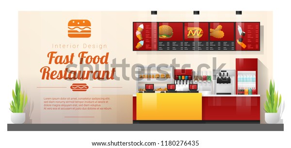 Interior Background Modern Fast Food Restaurant Stock Vector (Royalty ...