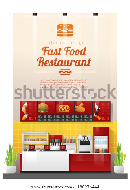 Interior Background Modern Fast Food Restaurant Stock Vector (Royalty ...