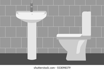 Interior Bathroom Toilet Side View Vector Stock Vector (Royalty Free ...