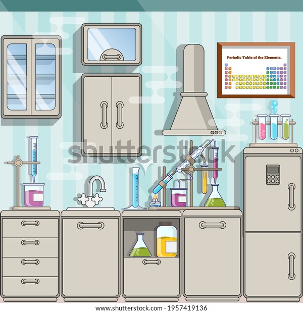 Interior Chemical Laboratory Side View Vector Stock Vector (Royalty ...