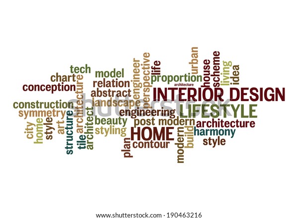 Interior Design Lifestyle Word Cloud Concept 스톡 벡터(로열티 프리) 190463216 ...