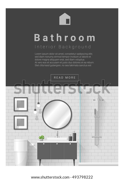 Interior Design Modern Bathroom Banner Vector Stock Vector (Royalty ...
