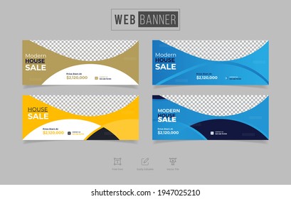 Interior Design Web Banner Template Stock Vector (Royalty Free ...