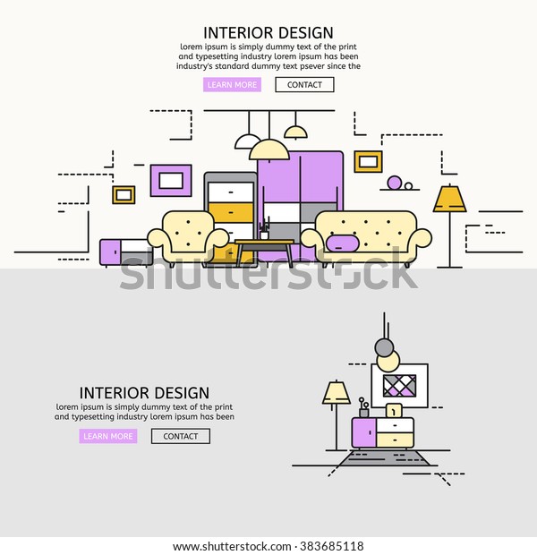 Interior Design Website Banner Landing Page Stock Vector (Royalty Free ...