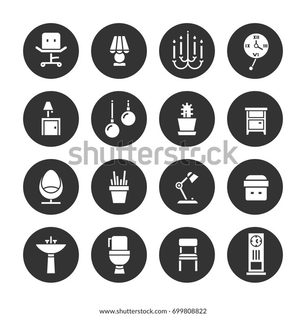 Interior Design White Icons Collection Set Stock Vector (Royalty Free ...