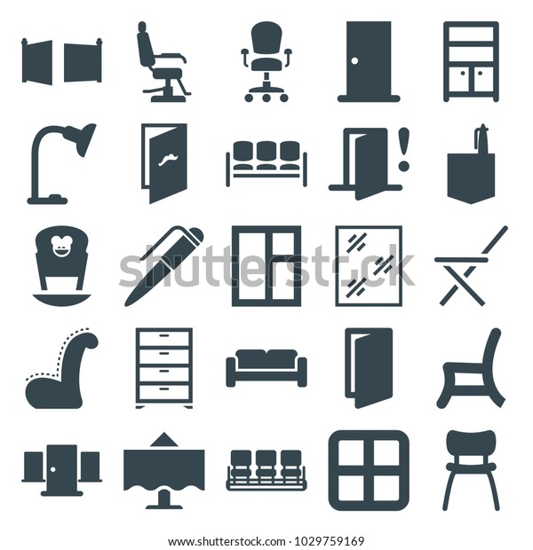 Interior Icons Set 25 Editable Filled Stock Vector (Royalty Free ...
