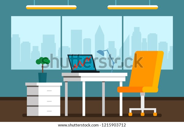 Interior Large Bright Office Large Window Stock Vector (Royalty Free ...