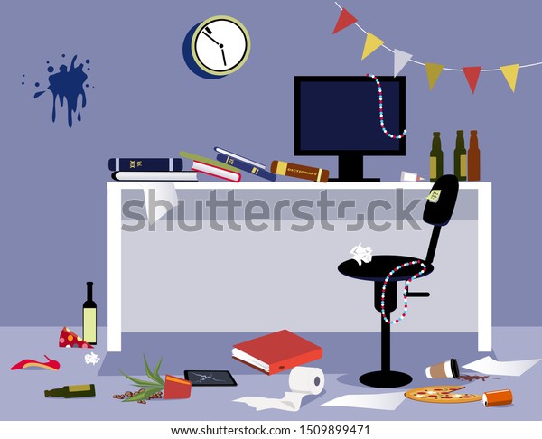 Interior Messy Office After Wild Office Stock Vector (Royalty Free ...