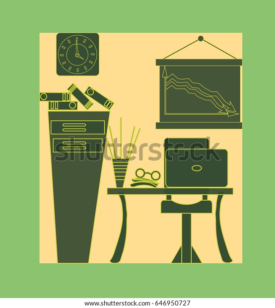 Interior Office Absence Employee Vector Illustration Stock Vector ...