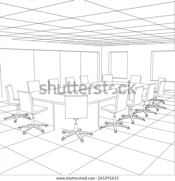 Interior Office Meeting Room Tracing Illustration 库存矢量图（免版税）265295633 ...