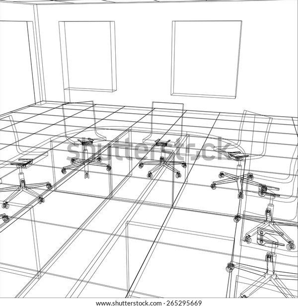 Interior Office Meeting Room Tracing Illustration Stock Vector (Royalty ...