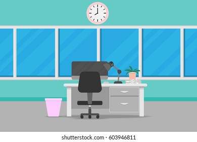 Interior Office Room Design Computer Tablevector Stock Vector (Royalty ...