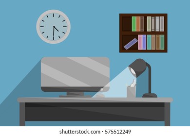 Interior Office Room Design Vector Illustration Stock Vector (Royalty ...