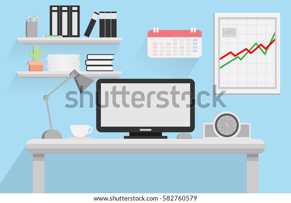 Interior Office Room Designvector Illustration Stock Vector (Royalty ...